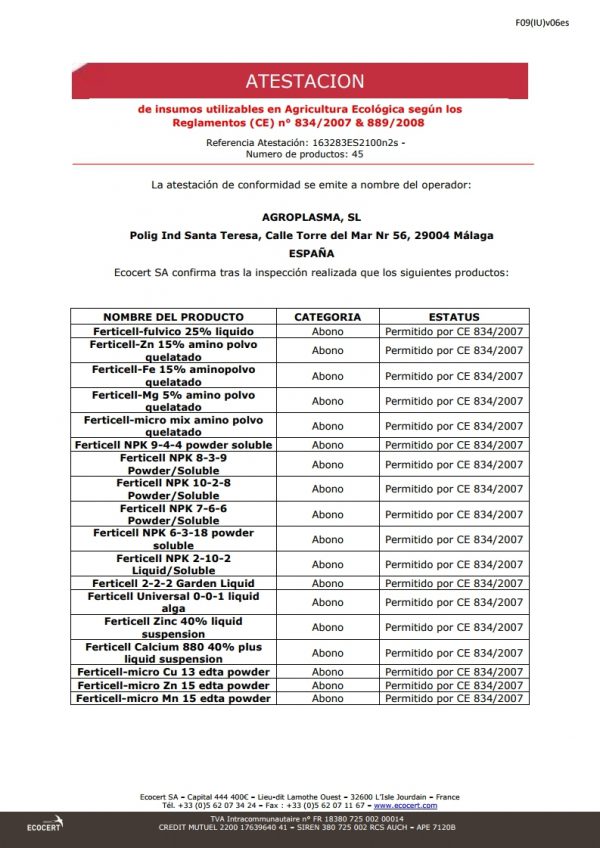 Chứng chỉ - FerticellVN